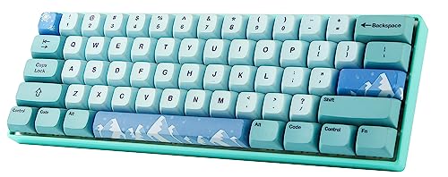 BOYI 61 Mini RGB Wired 60% Hot-Swappable Mechanical Gaming Keyboard,PBT Sublimation Keycaps NKRO Programmable Type-C Keyboard for Gaming and Working(BOYI Iceberg Snow Theme,Cherry MX Brown Switch)