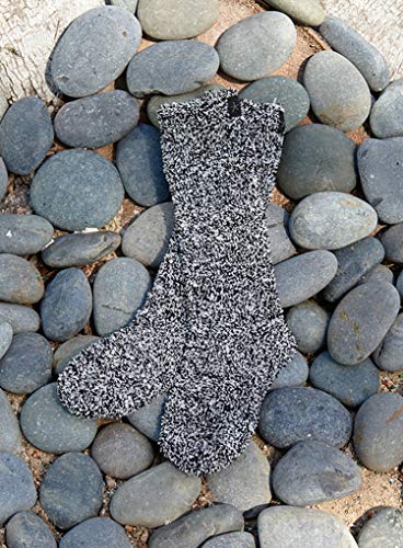 Barefoot Dreams CozyChic Women Heathered Socks, Crew Socks, Plush Socks, Loungewear, Warm Toes, Fuzzy Socks-Black/White-Stone/White (Set of 2)