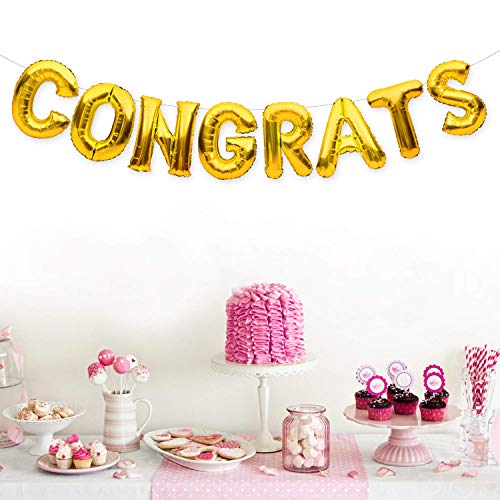 Big Congrats Balloon Gold 16" Letters Banner Gold Graduation Party Decorations Supplies