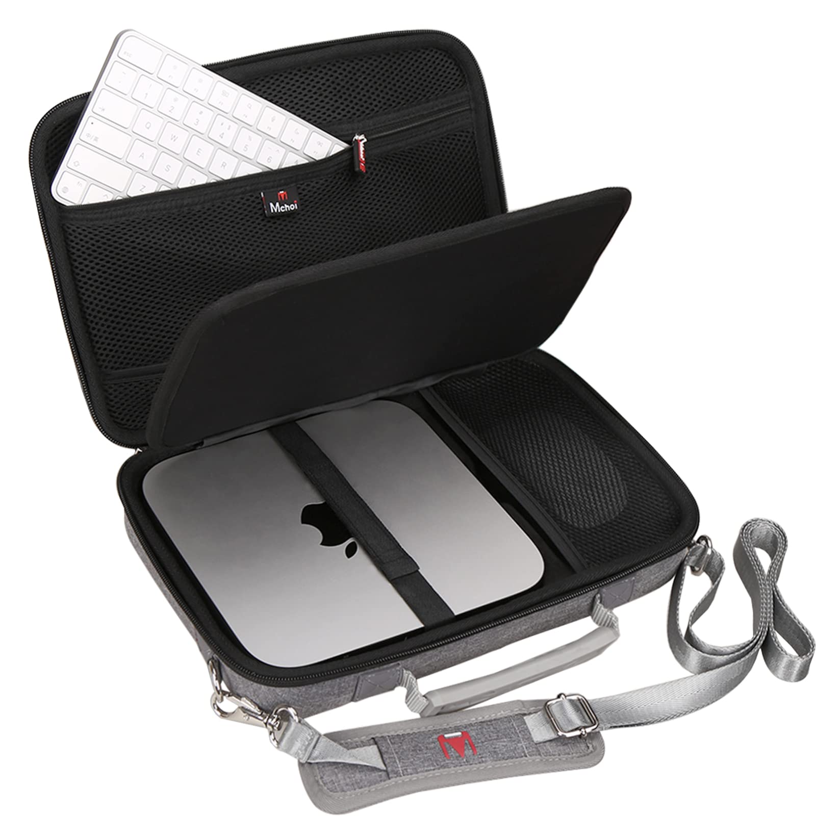 Mchoi Shockproof Carrying Case with Adjustable Shoulder Straps, for Apple Mac Mini M1 / Mac Mini M2, Apple Magic Keyboard & Magic Mouse, Case Only