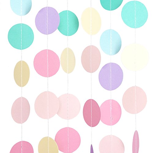 Chloe Elizabeth Circle Dots Paper Party Garland Streamer Backdrop (10 Feet Long) - Unicorn Pastel