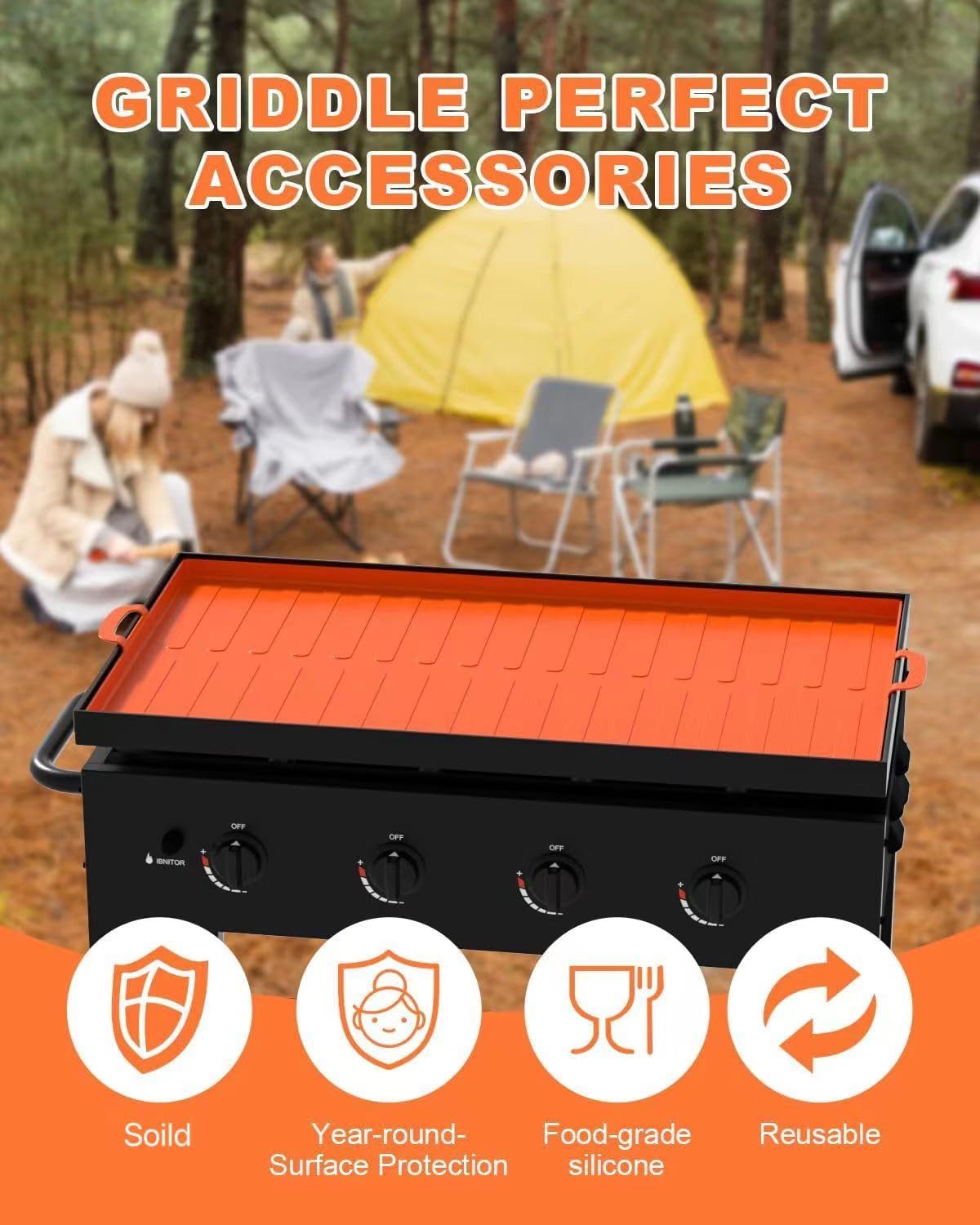 Silicone-Griddle-Mat-Blackstone-Accessories - Cover for Blackstone 28 Inch Griddle Heavy Duty Food Grade Silicone Mat, Protect Griddle from Rodents, Insects, Debris, and Rust