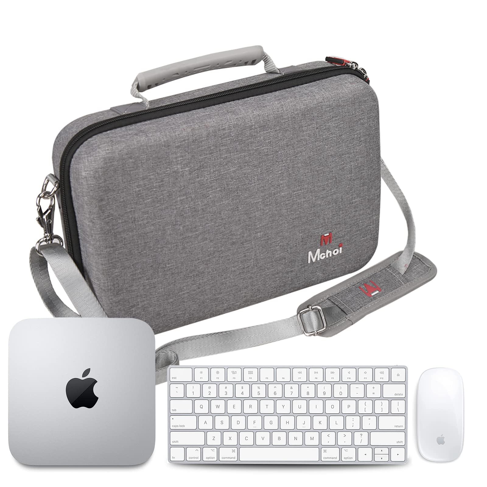 Mchoi Shockproof Carrying Case with Adjustable Shoulder Straps, for Apple Mac Mini M1 / Mac Mini M2, Apple Magic Keyboard & Magic Mouse, Case Only