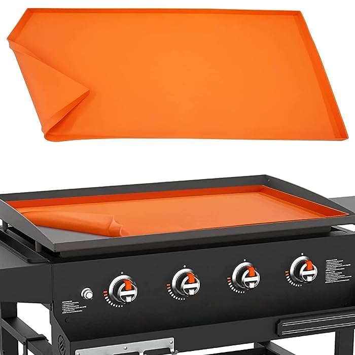KALTEK 36" Silicone Griddle Mat, Upgrade Full-Edge Griddle Top Covers for Blackstone 36 Inch, All Season Cooking Protective Cover, Protect Griddle from Rodents, Insects, Debris and Rust (Orange)
