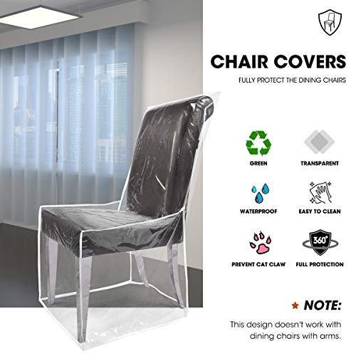 Buzzlett 4 Packs Waterproof Plastic Clear PVC All Dining Chair Slipcover Protector,Heavy Duty Cover Keep Your Dinning Chair Away from dust and Claws