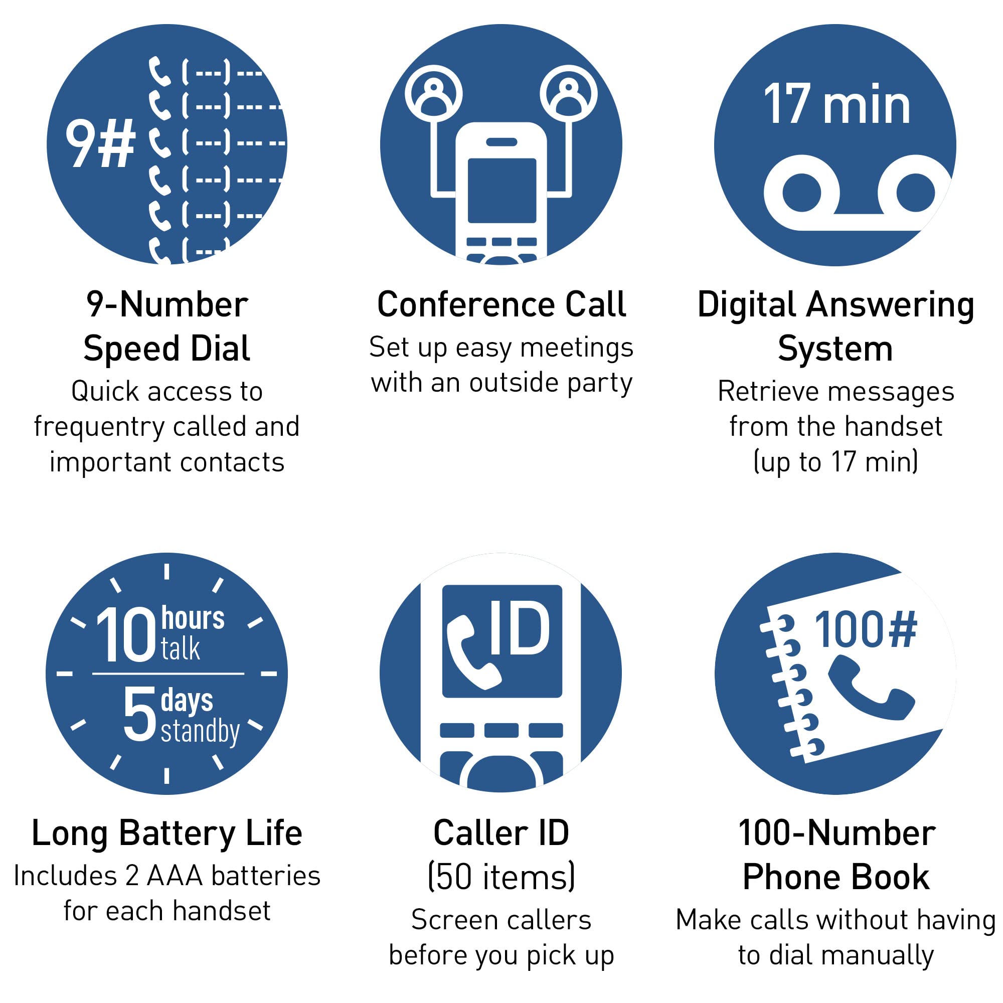 Panasonic Cordless Phone with Answering Machine, Advanced Call Block, Bilingual Caller ID and Easy to Read High-Contrast Display, Expandable System with 3 Handsets - KX-TGD833M (Metallic Black)