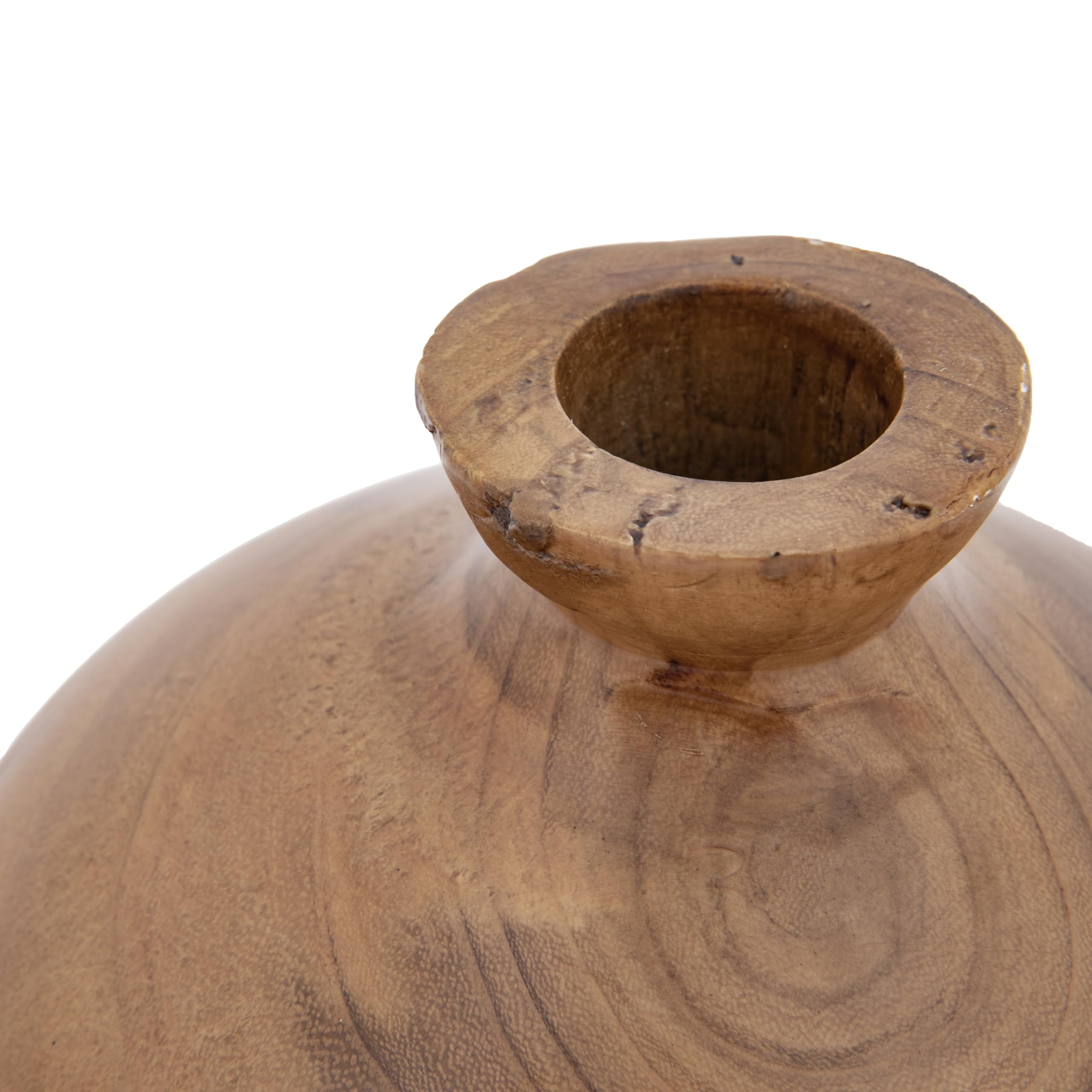 Creative Co-Op Decorative Paulownia Wood Vase, Walnut Finish