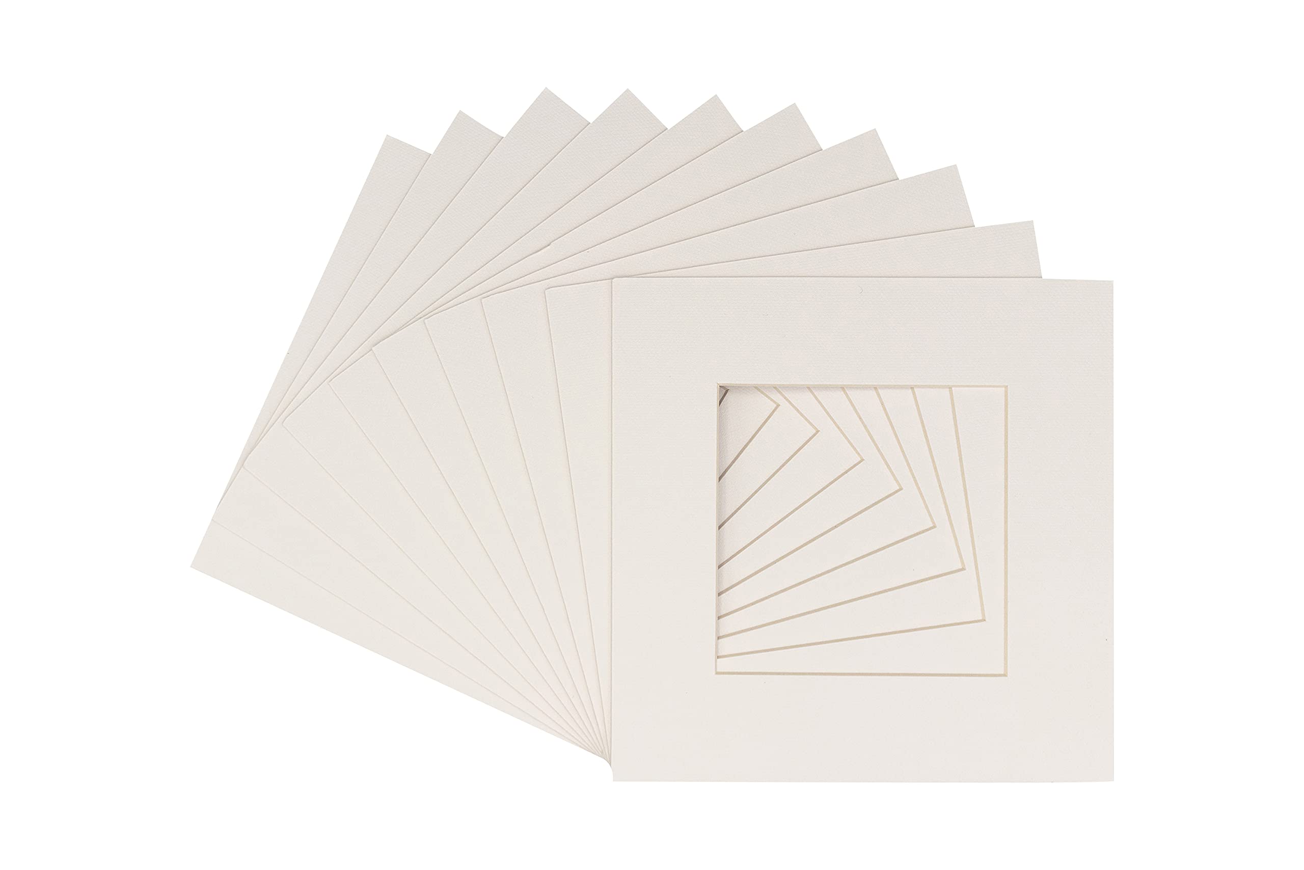 Textured White Acid Free 12x12 Square Picture Frame Mat with White Core Bevel Cut for 8x8 Pictures - Fits 12x12 Frame - Pack of 25 Matboard Show Kits With Acid Free Backings & Clear Bags