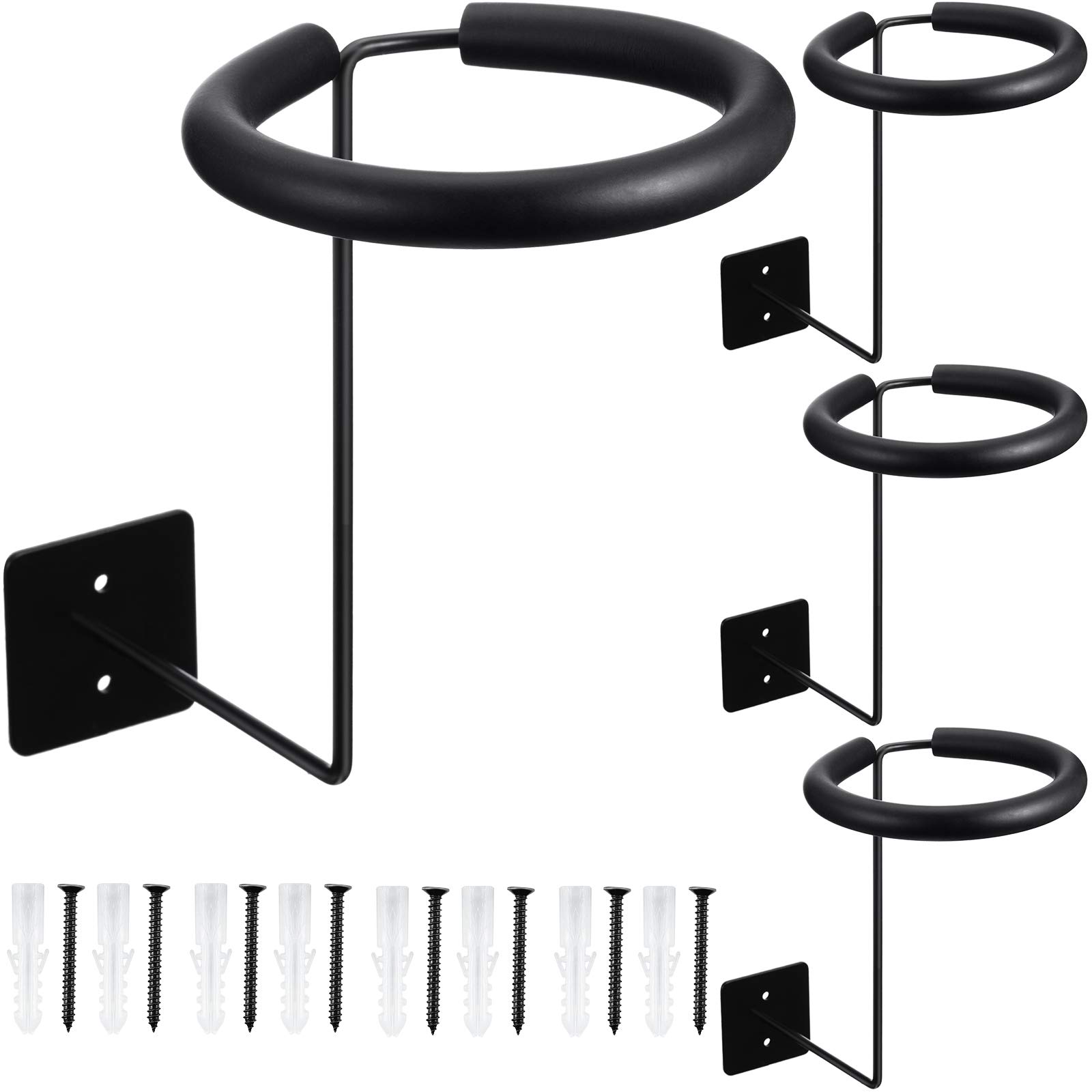 Frienda Wall-mounted Motorcycle Accessories Black Helmet Holders Metal Multifunctional Helmet Racks with Sponge Tubes and Expansion Screws for Basketball Hat Cap(4 Pieces)