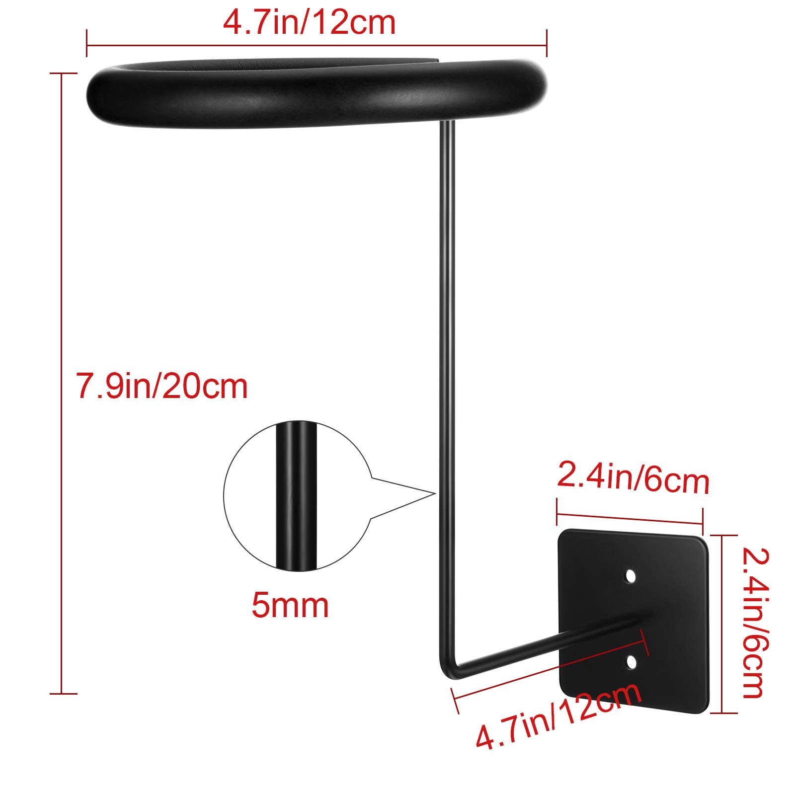 Frienda Wall-mounted Motorcycle Accessories Black Helmet Holders Metal Multifunctional Helmet Racks with Sponge Tubes and Expansion Screws for Basketball Hat Cap(4 Pieces)