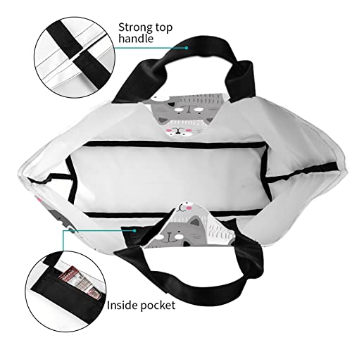 Osvbs Cute Cats Women's Large Tote Shoulder Bag Funny Cat Top Storage Handle Shopping Bag Casual Reusable Gym Bag for Beach, Travel