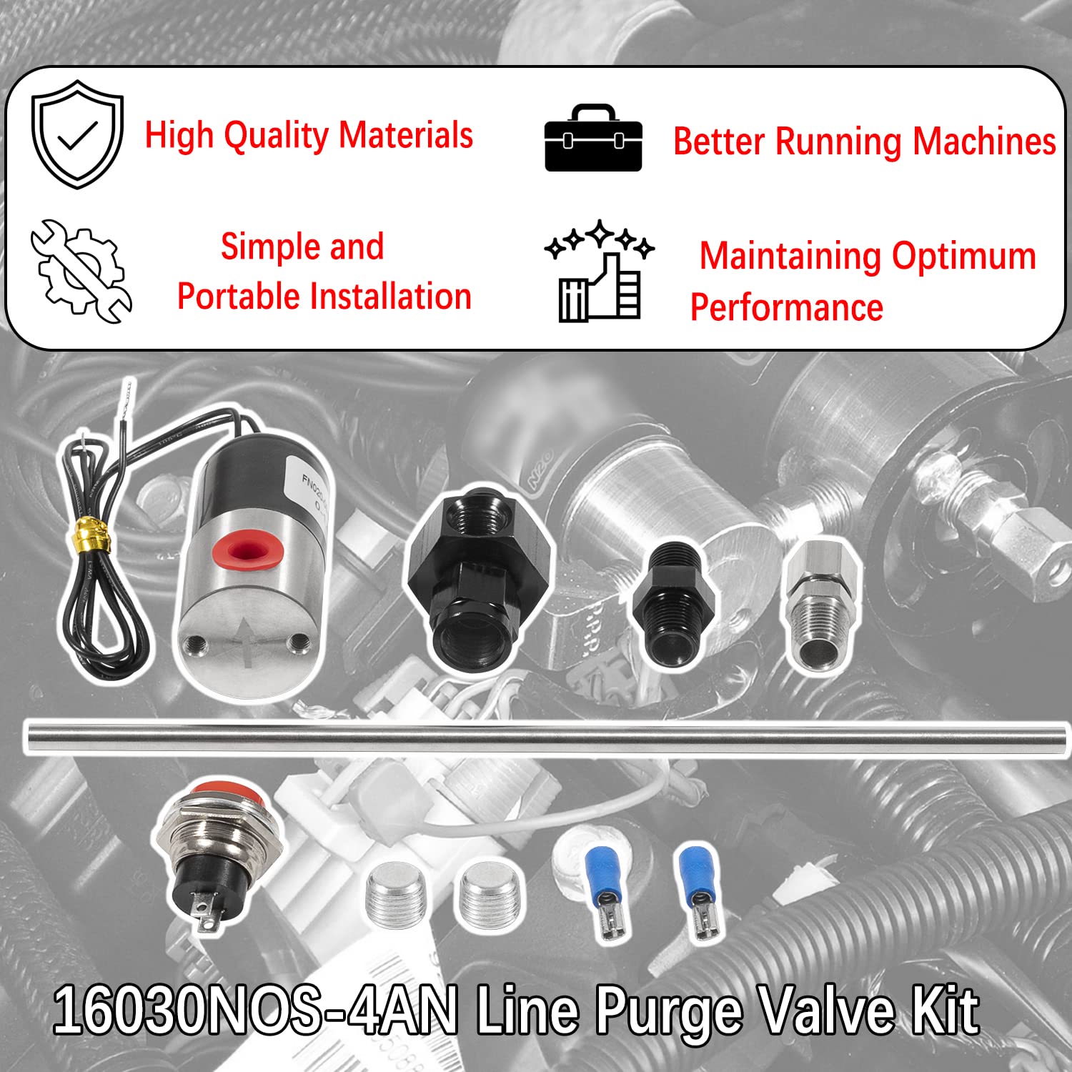 Deecaray 16030NOS-4AN Line Purge Valve Kit with Instructions,Suitable for "Purging" Nitrous Oxide(11-Piece)