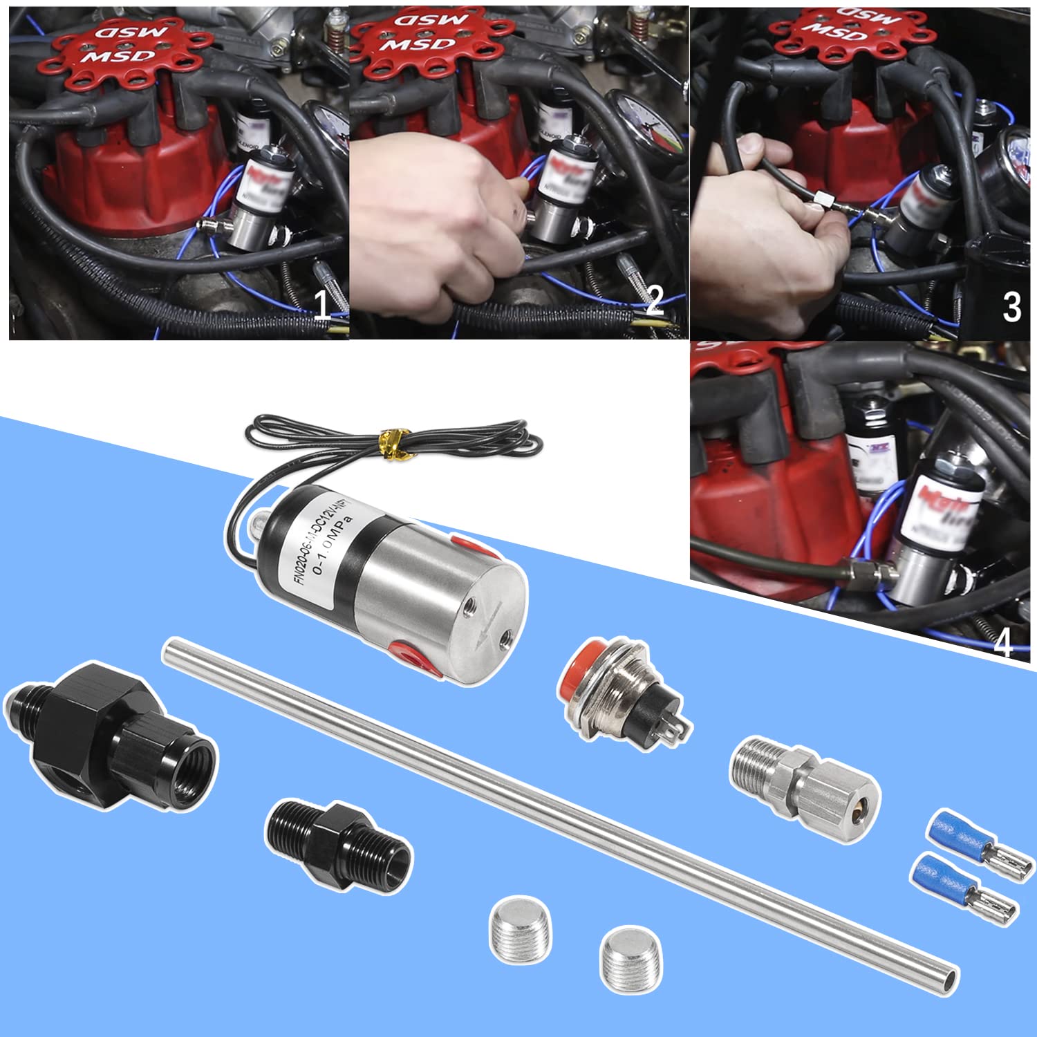 Deecaray 16030NOS-4AN Line Purge Valve Kit with Instructions,Suitable for "Purging" Nitrous Oxide(11-Piece)