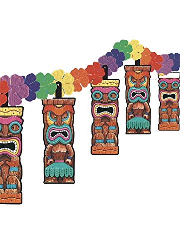 Amscan Tiki Flower Lei Garland Decoration, 7 1/2', Multicolor