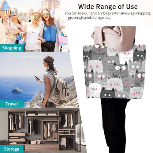 Osvbs Cute Cats Women's Large Tote Shoulder Bag Funny Cat Top Storage Handle Shopping Bag Casual Reusable Gym Bag for Beach, Travel
