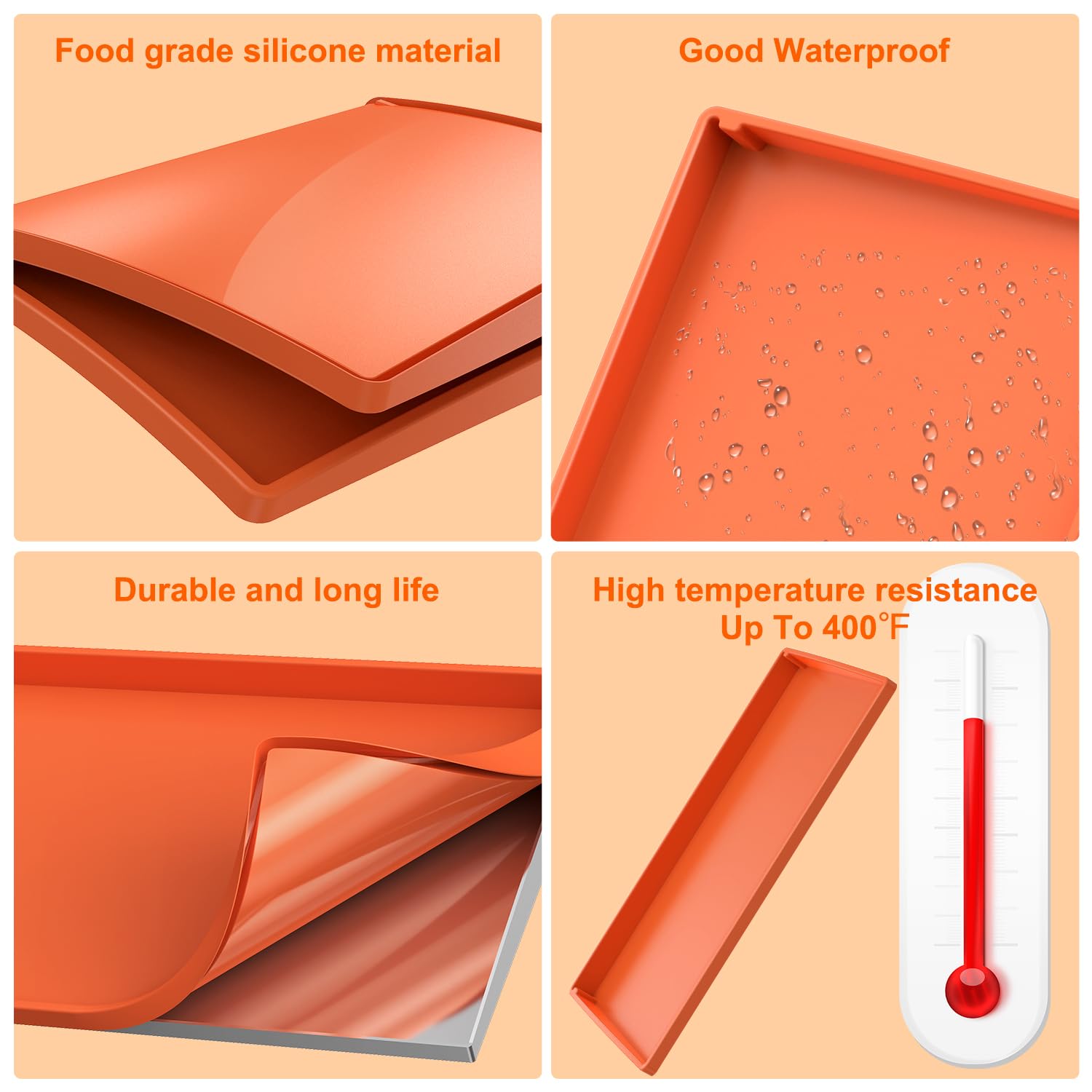 BANGIE Griddle Cover Mat for Blackstone 28 Inch Griddle Accessories - Full Wrap-Around Protection Silicone Mat for Griddle - Food Grade Silicone Grill Mat - ORANGE