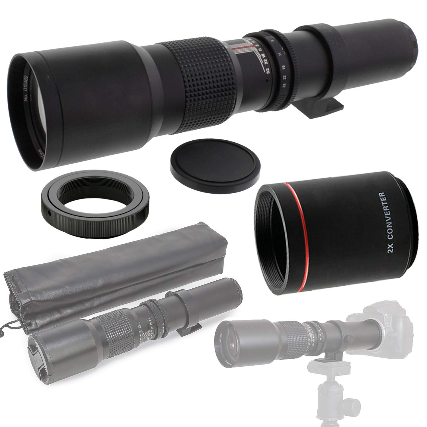 Canon EOS R10 Mirrorless Camera RF-S 18-150mm is STM + EF 75-300mm f/4-5.6 III + RF 50mm f/1.8 STM + 500mm f/8 Focus Lenses + 2X 64GB Memory Cards, TTL Flash, Case & More (Renewed)