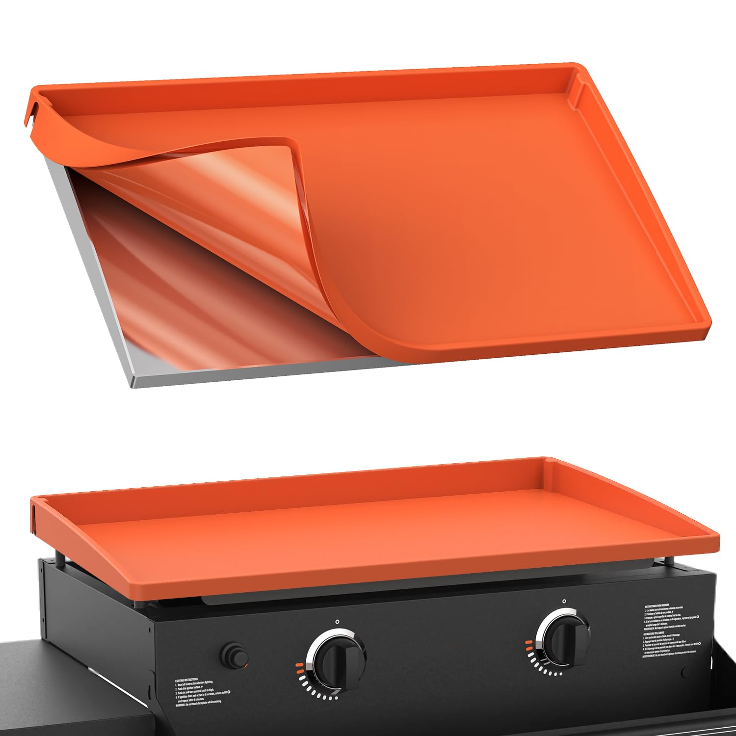 BANGIE Griddle Cover Mat for Blackstone 28 Inch Griddle Accessories - Full Wrap-Around Protection Silicone Mat for Griddle - Food Grade Silicone Grill Mat - ORANGE
