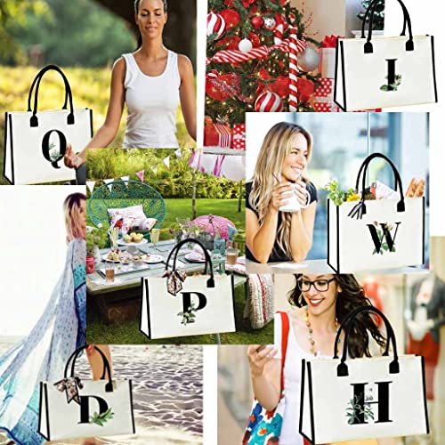 SANCABA 20th 30th 40th 50th Gfits Tote Bag Initial Monogrammed Bag,Personalized Beach Bag Reusable Bags,Wedding Bride Bridemaids
