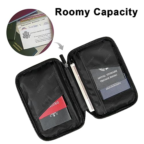 Ougrand Family Passport Holder Portable Waterproof Leather Travel Document Holder