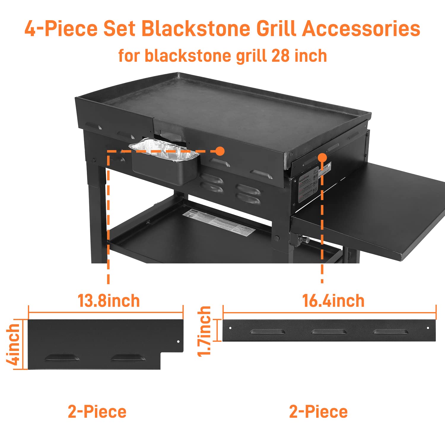 JiRiCHMi Blackstone Wind Guard 28 Inch - Blackstone Griddle Accessories for Flat Top Gas Grill,Suitable For Blackstone Accessories Kit Wind Blocker,Compatible with Rear Grease Cup,Hood and Side Shelf