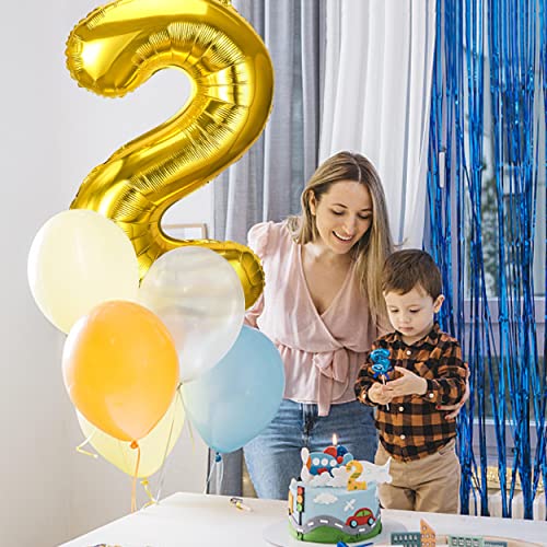 JOYYPOP 40 Inch Gold Number Balloons Foil Large Helium Number 2 Balloon for Birthday Anniversary Graduation Party Decorations