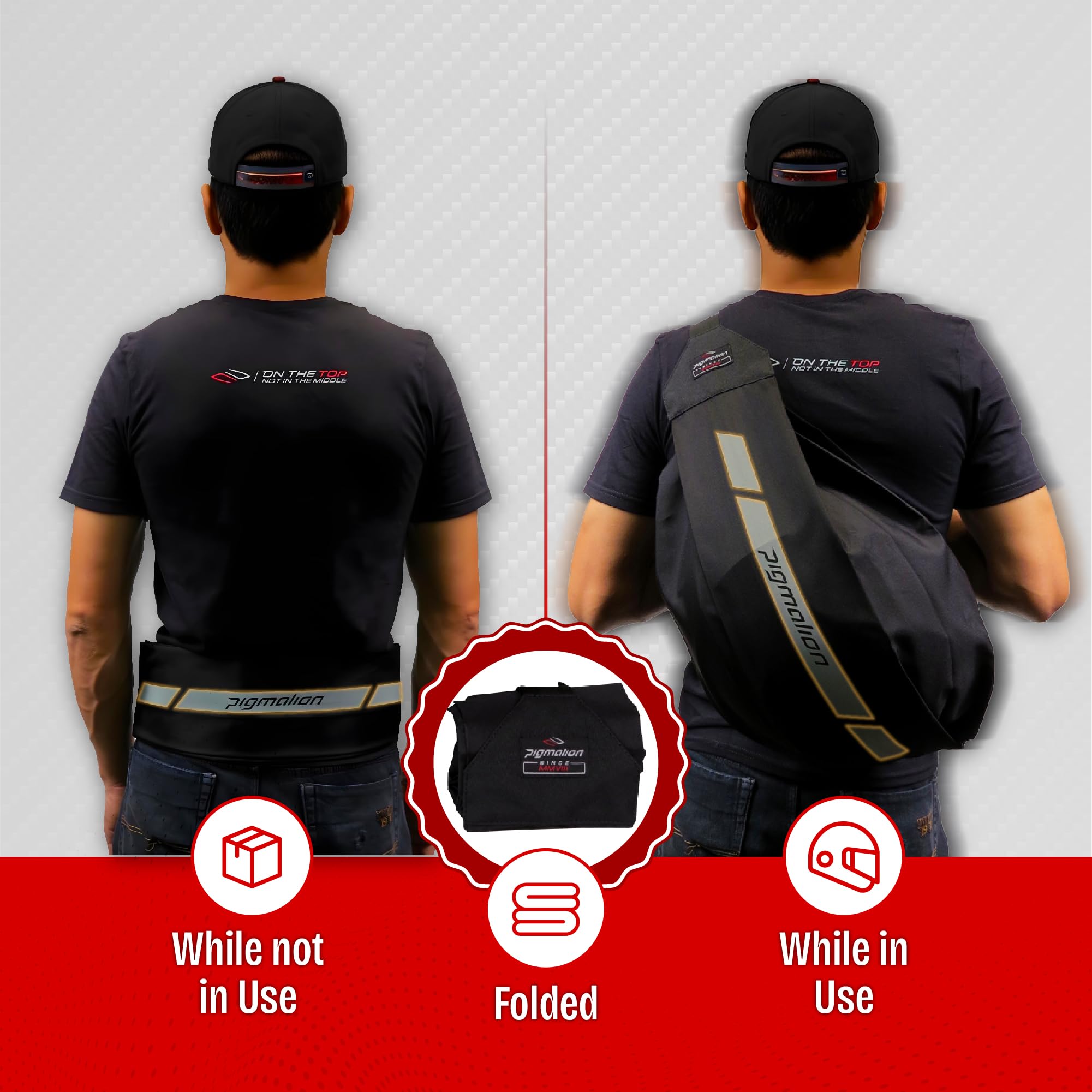 Pigmalion Motorcycle Helmet Bag | Innovative, Foldable Belt for Helmet Carry | The Smart Motorcycle Backpack Alternative (Neon Green)