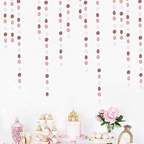 Rose-Gold Party Decorations Paper Garland Bachelorette Shower Engagement Wedding Birthday Party Bunting 2Ft Rose Gold Pink White Hanging Decoration Streamer 2 Pack Glitter Sprinkles Paper Triangle