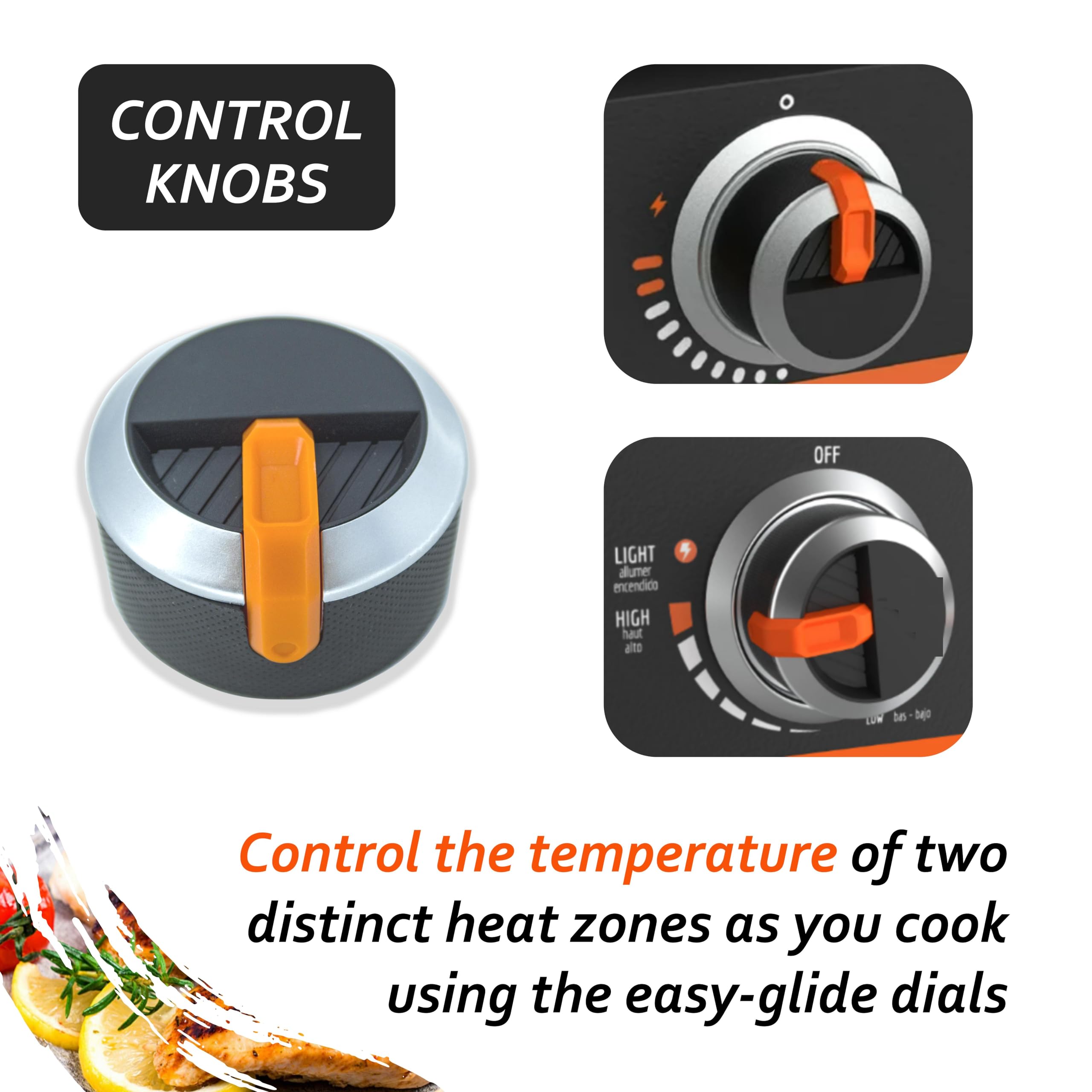 Gas Griddle Orange Knob Replacement for Blackstone Griddle 17" 22" 28" 36" Griddle, for Blackstone Flat Top Grill replacement walmart knobs,2-Pack
