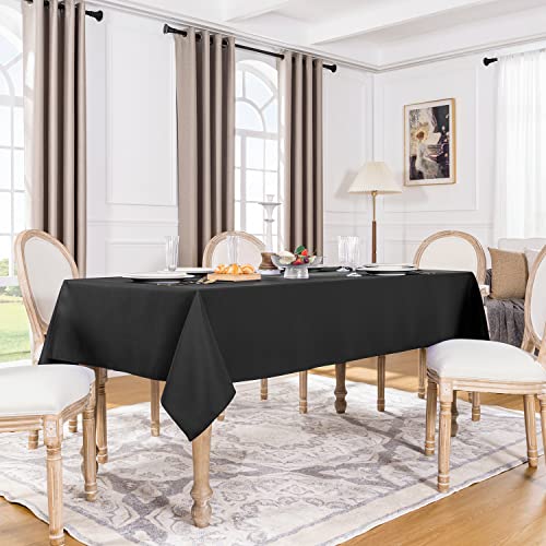 Softalker Rectangle Tablecloth Waterproof & Stain Resistant Table Cloth Wrinkle Free Fabric Washable 210GSM Polyester Table Cover for Dining/Party/Buffet/Wedding (60x84 inch, Black)