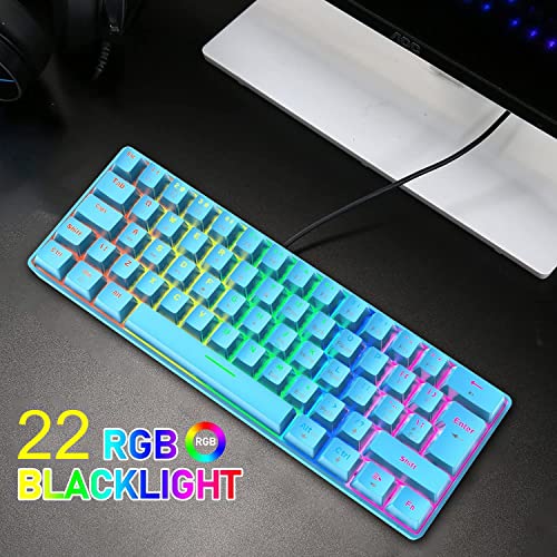 SELORSS Mini 60% Wired Mechanical Gaming Keyboard,22 RGB Chroma Backlit, Compact 62 Full Anti-ghosting Keys, USB C Cable,Replaceable Keycaps,Linear Switch for Gamer/Typist/Xbox/PC/Win/Mac(Blue)