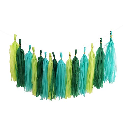 Party Hanging Decoration Mixed Mint Green Paper Tassels Garland Wedding Banner Bunting Baby Shower Garlands (Need DIY Set)