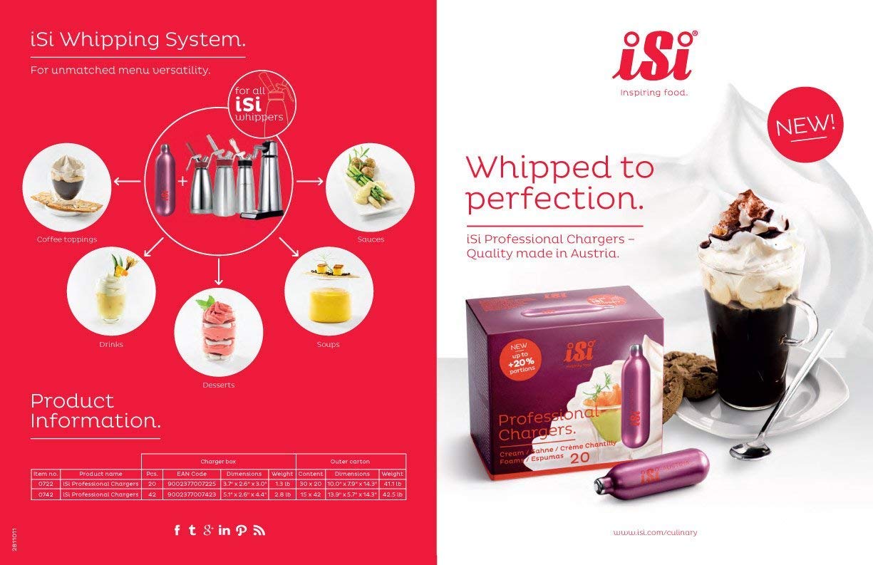 iSi North America iSi Professional Charger, 8.4 Gram Nitrous Cream Propellant, 24 Pack