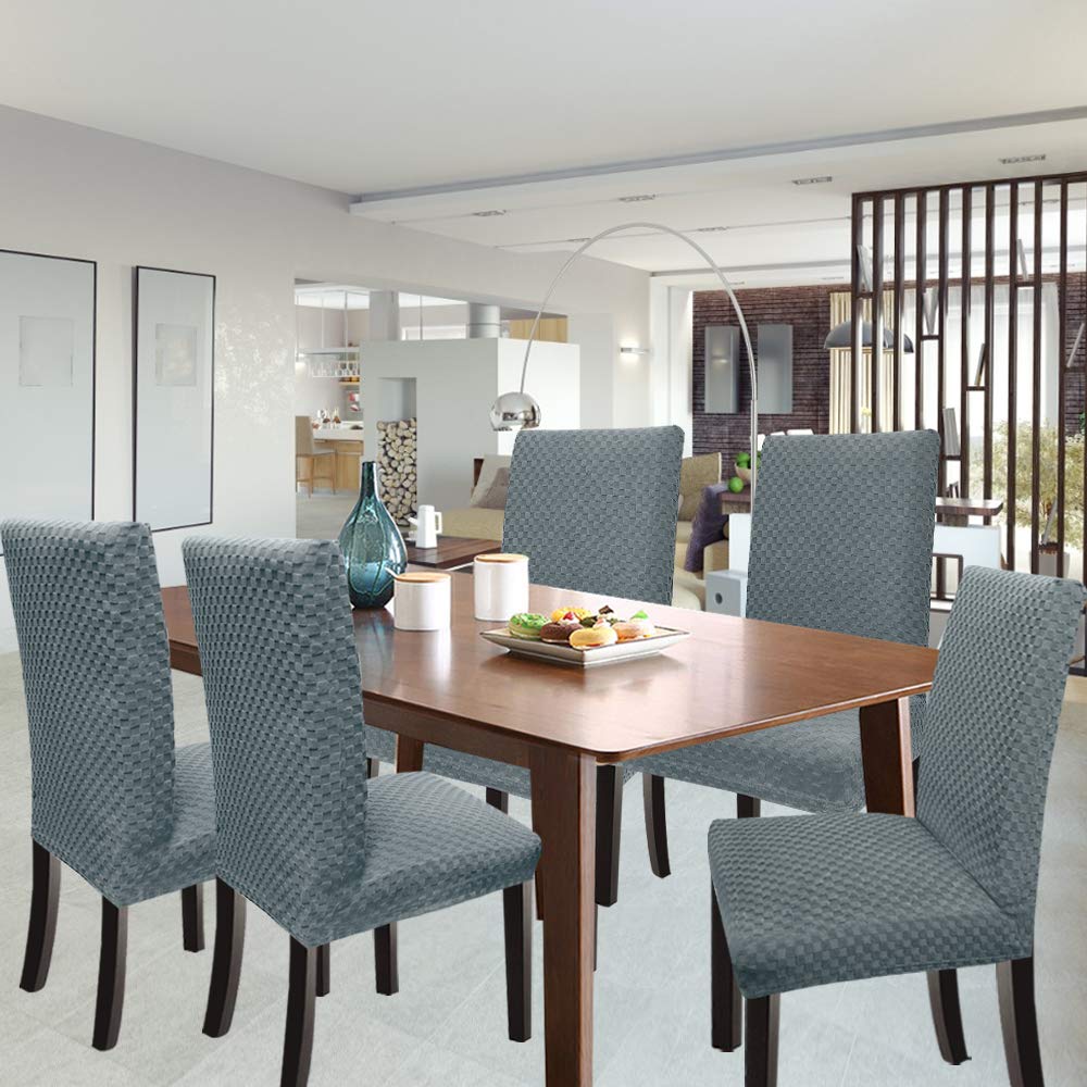 NORTHERN BROTHERS Chair Covers for Dining Room Set of 4, Stretch Fit Washable Removable Spandex Kitchen Table Parsons Chair Protectors Slip Covers, Light Grey