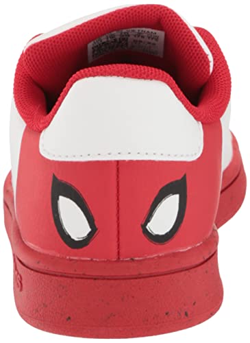 adidas Advantage Tennis Shoe, White/White/Better Scarlet (Spider-Man), 2 US Unisex Little Kid