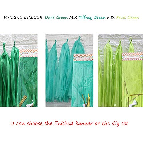 Party Hanging Decoration Mixed Mint Green Paper Tassels Garland Wedding Banner Bunting Baby Shower Garlands (Need DIY Set)