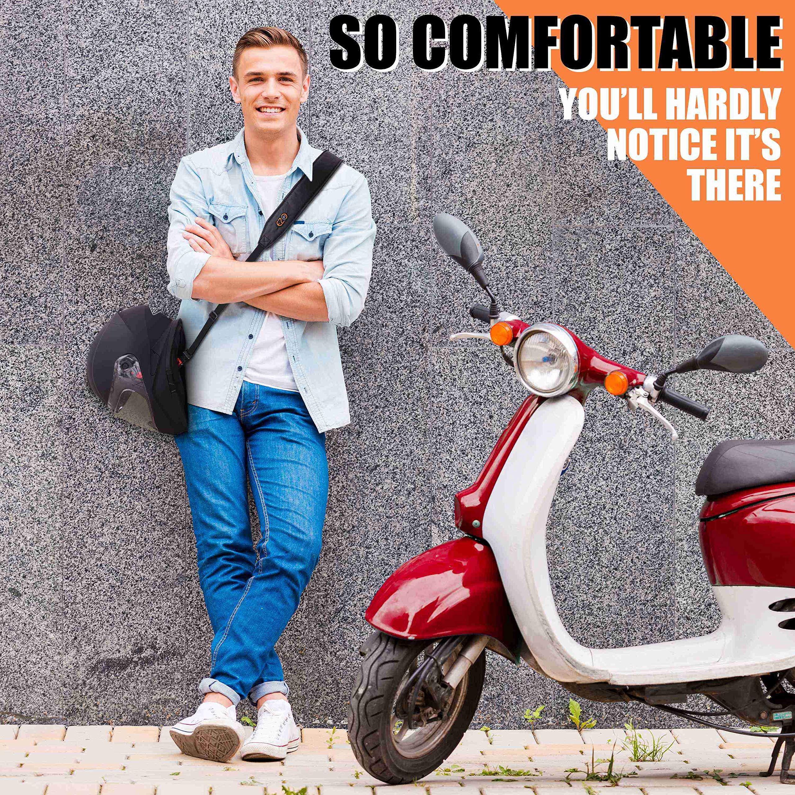Motorcycle Helmet Carrier Strap - Hands-Free, Motorbike Accessory. Convenient, Lightweight and Comfortable Alternative to Helmet Bag. A Perfect Biker Gift for Men and Women. by EZ-GO (Black Strap)