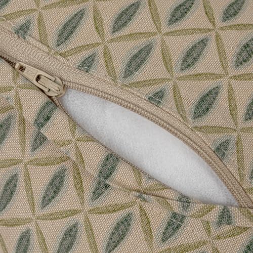 Creative Co-Op 14 Inches Cotton Chambray Printed Lumbar Bird, Embroidery, Patterned Back and Scalloped Edge, Multicolored Pillow, Natural