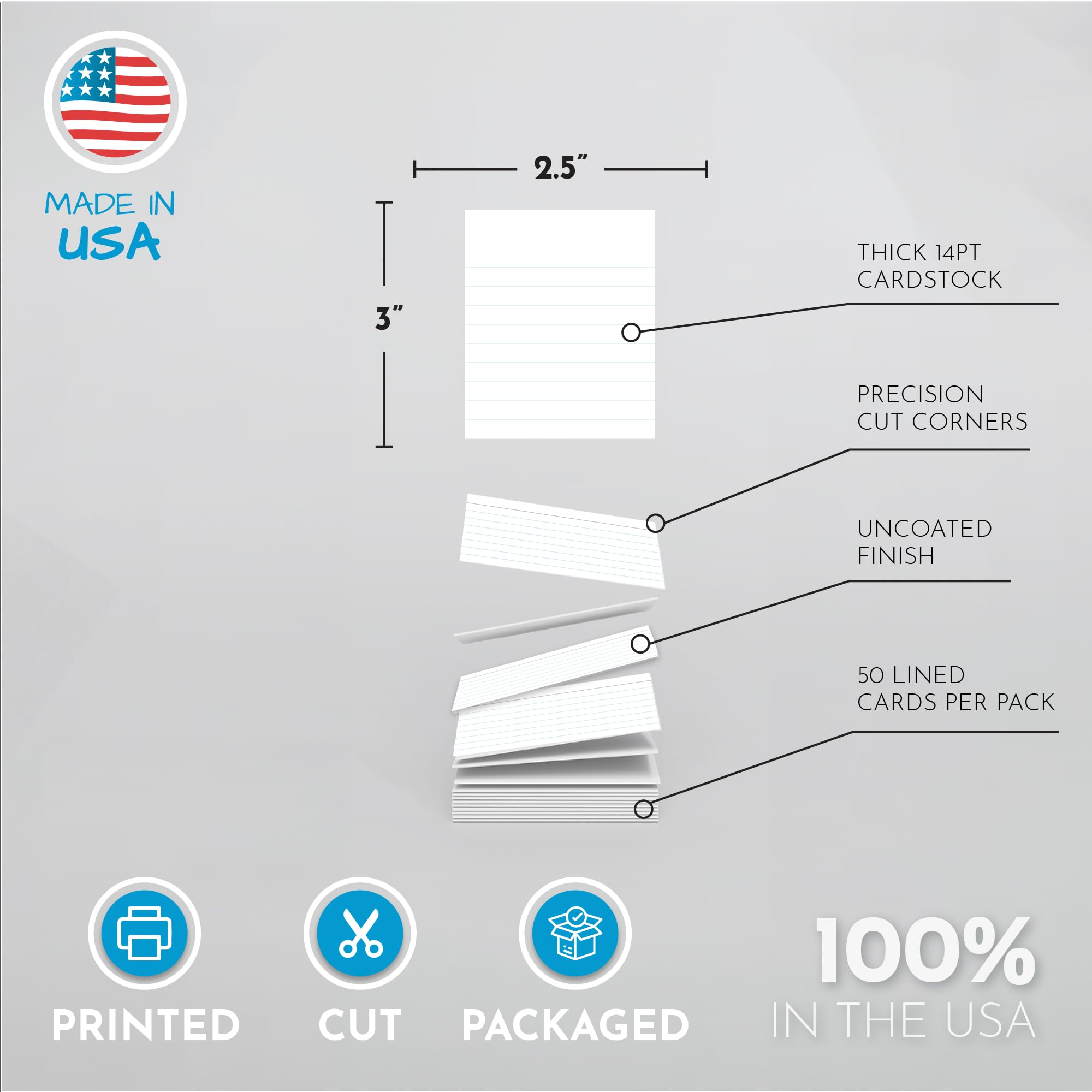 Home Advantage Ruled White Index Cards, File Lined Note Cards (2.5-x-3-inch)