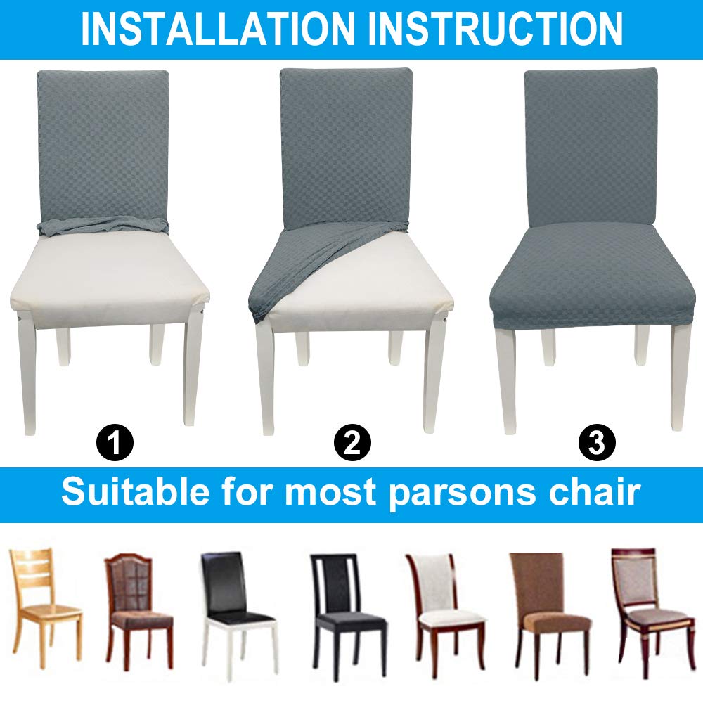 NORTHERN BROTHERS Chair Covers for Dining Room Set of 4, Stretch Fit Washable Removable Spandex Kitchen Table Parsons Chair Protectors Slip Covers, Light Grey