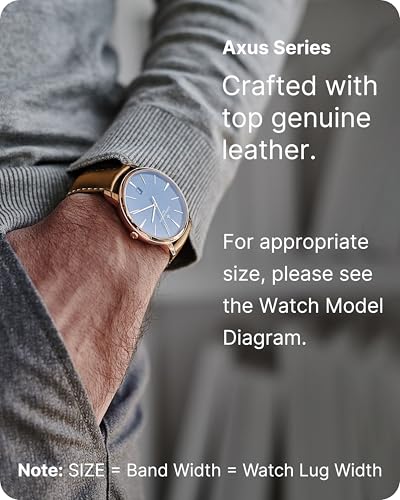 12 Colors for Quick Release Leather Watch Band, Fullmosa Axus Genuine Leather Watch Strap,Brown,22mm