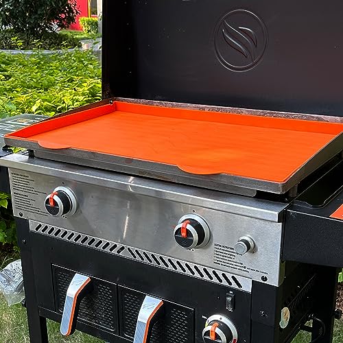 RXSIAT Silicone Griddle Mat for Blackstone Griddle, Heavy Duty Food Grade Silicone Mat, Protect Griddle from Rodents, Insects, Debris, and Rust, All Season Cooking Protective Cover(28-Inch Orange)