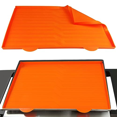RXSIAT Silicone Griddle Mat for Blackstone Griddle, Heavy Duty Food Grade Silicone Mat, Protect Griddle from Rodents, Insects, Debris, and Rust, All Season Cooking Protective Cover(28-Inch Orange)