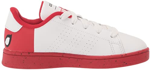 adidas Advantage Tennis Shoe, White/White/Better Scarlet (Spider-Man), 2 US Unisex Little Kid