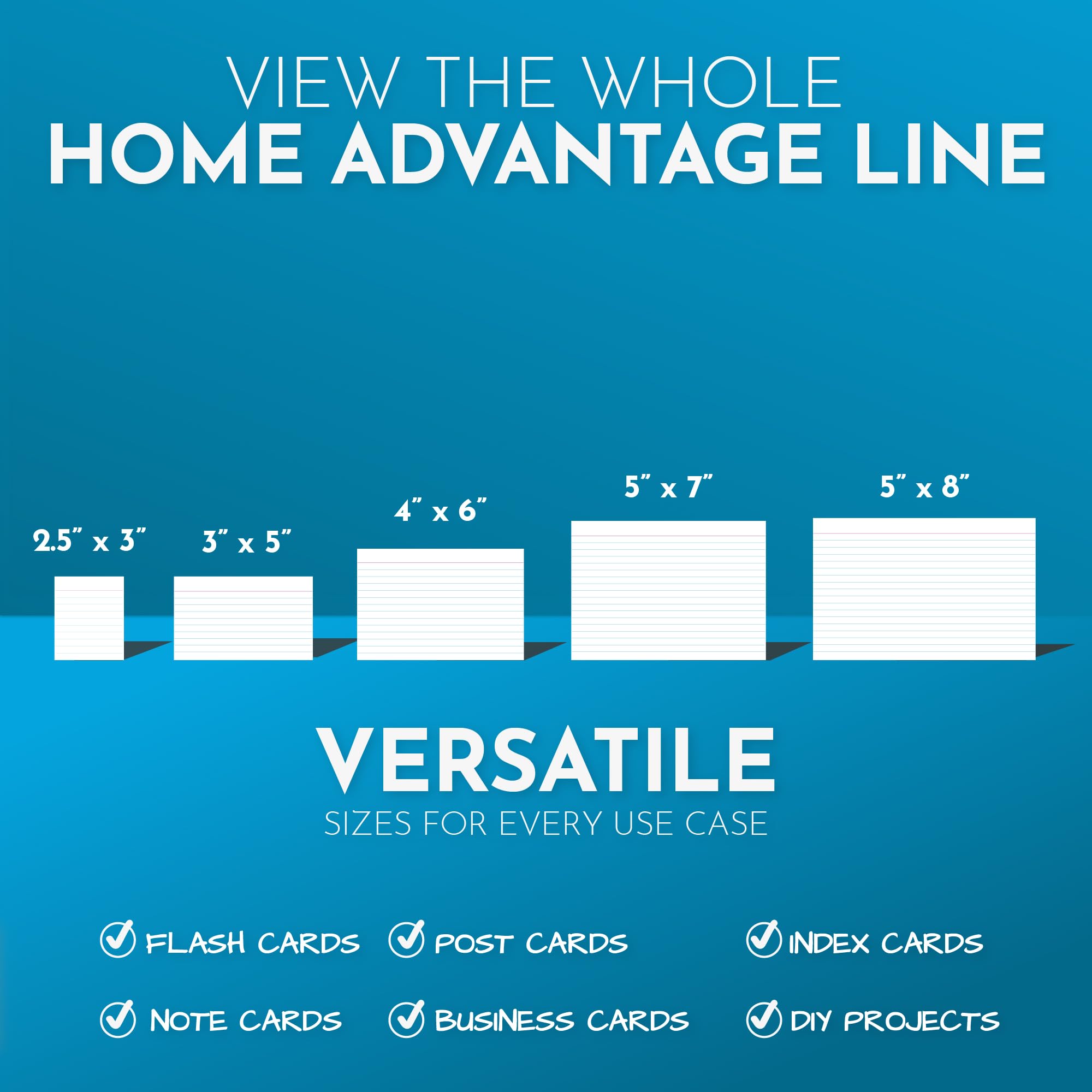 Home Advantage Ruled White Index Cards, File Lined Note Cards (2.5-x-3-inch)