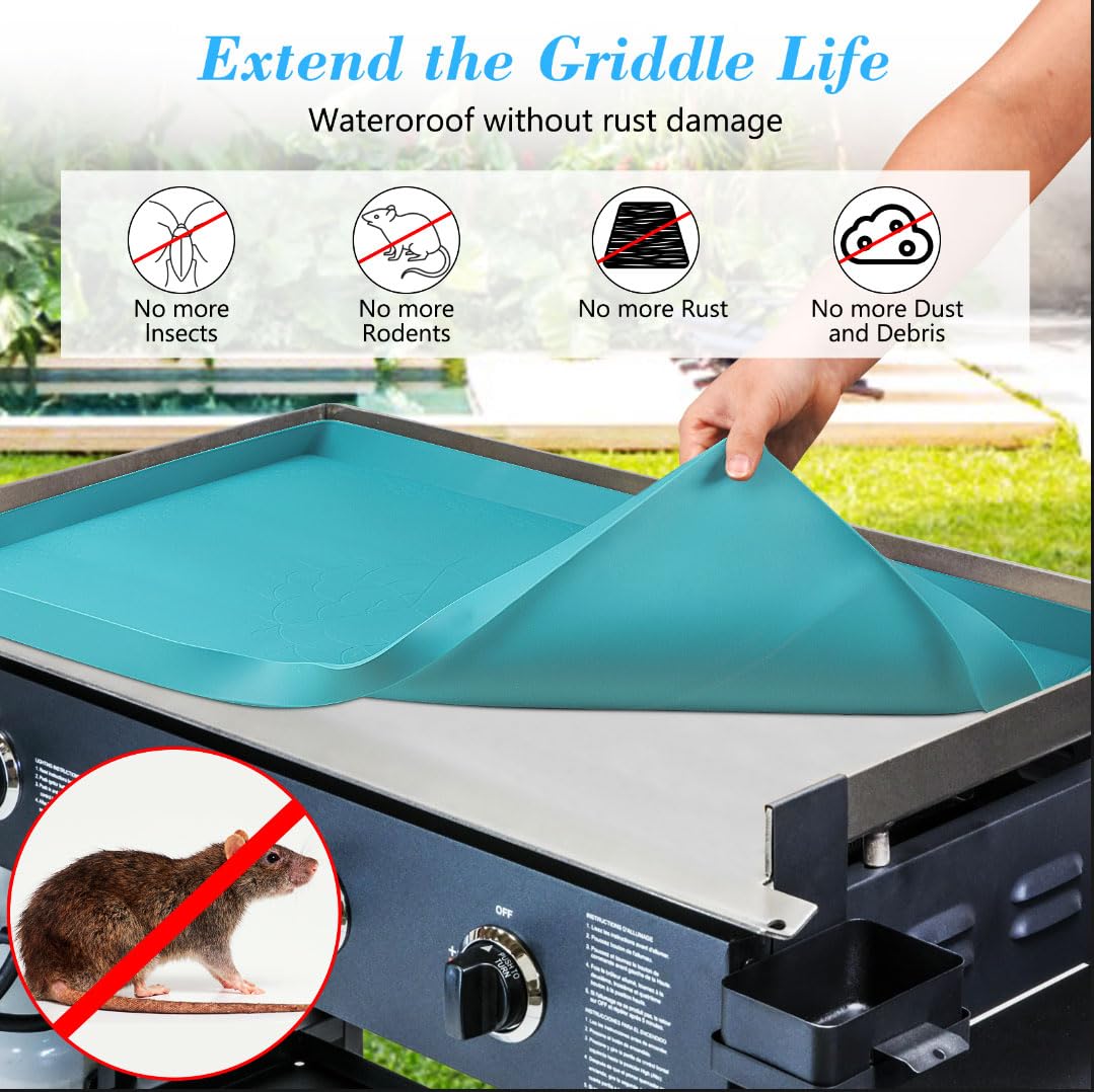 Striludo Silicone Griddle Mat for Blackstone Griddle,Heavy Duty Food Grade Silicone Protective Cover Mat,Protect Your Grill from Rodents,Insects,Debris and Rust, Blue (22 Inch)