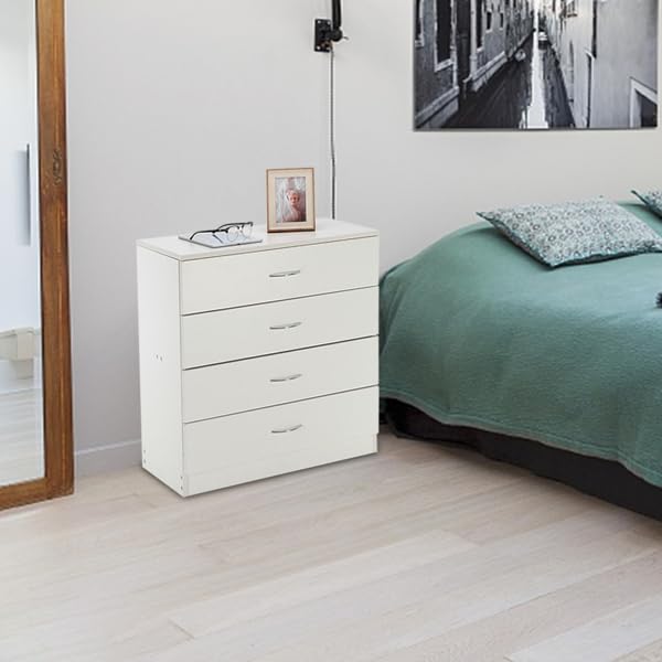 AQFilters Contemporary White 4-Drawer Bureau – Chic Storage Solution