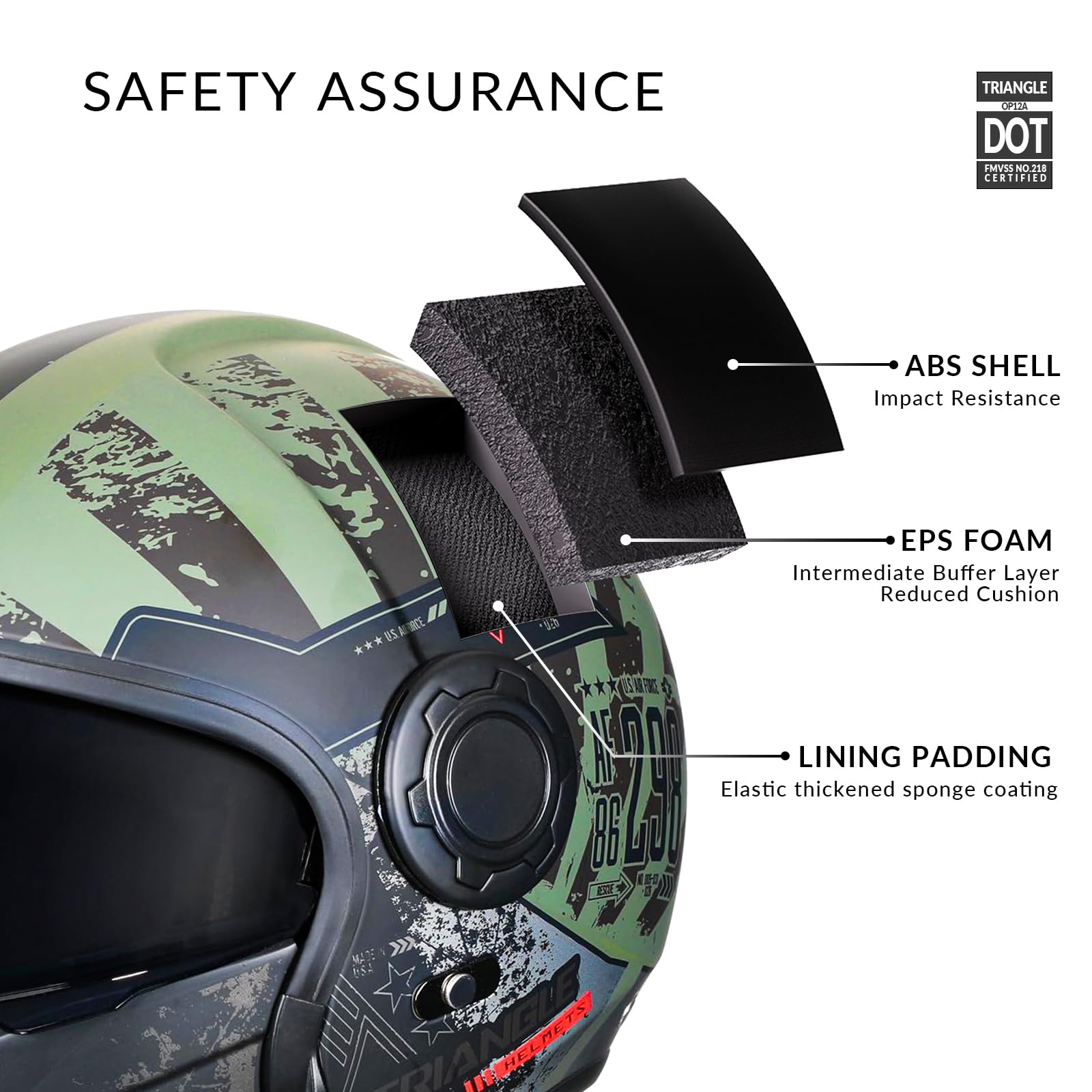 TRIANGLE Full Face Motorcycle Helmets,Off-Road Motocross Helmet for Men & Women,Dual Visor with Internal Tinted Sunshield,Open Face 3/4 Adult Racing Helmet DOT Approved(XXL)