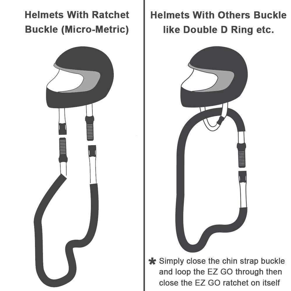 Motorcycle Helmet Carrier Strap - Hands-Free, Motorbike Accessory. Convenient, Lightweight and Comfortable Alternative to Helmet Bag. A Perfect Biker Gift for Men and Women. by EZ-GO (Black Strap)