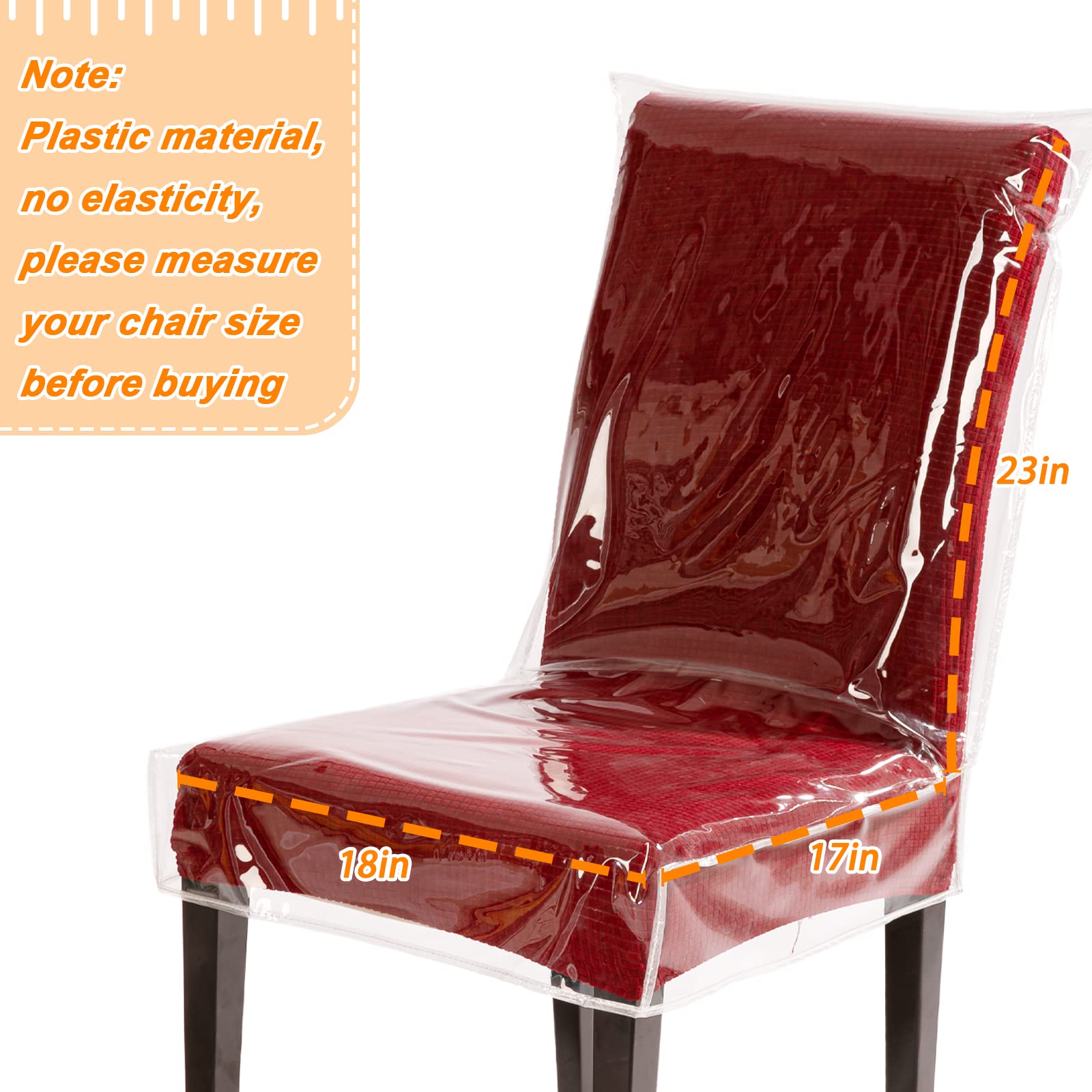 wokire Plastic Dining Chair Protector 18 x 17 inch,Chair Covers with Backrests,Clear PVC Water-Proof Seat Cover, Keep Your Dinning Chair Away from Dust/Stains/Cat Dog Hair/Scratches (4 Pack)
